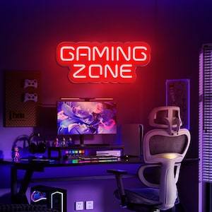 Gaming Zone Multicolor Neon Sign, Custom Gaming Room LED Neon Light ...