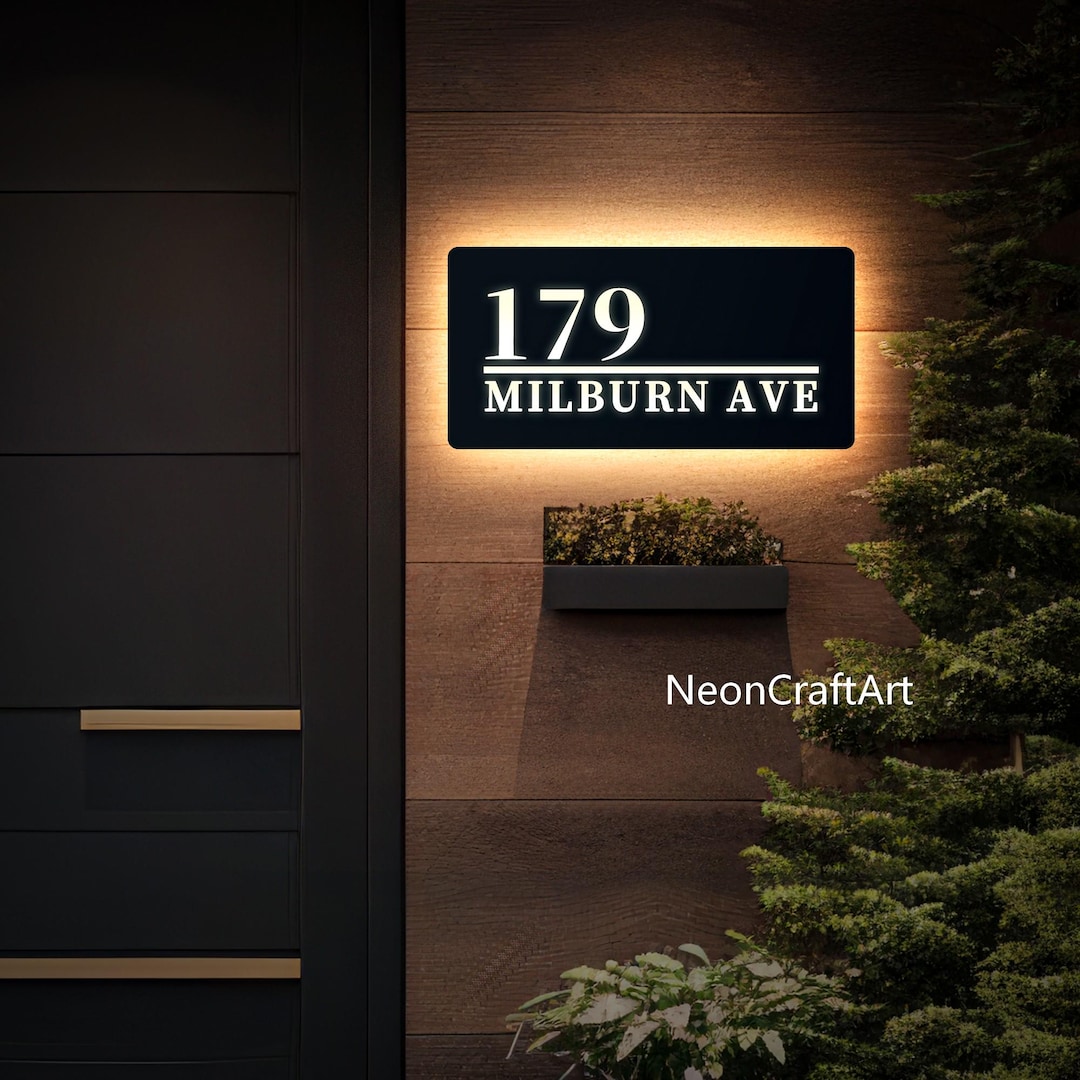 LED Backlit House Number, Light up House Numbers, Custom Illuminated ...