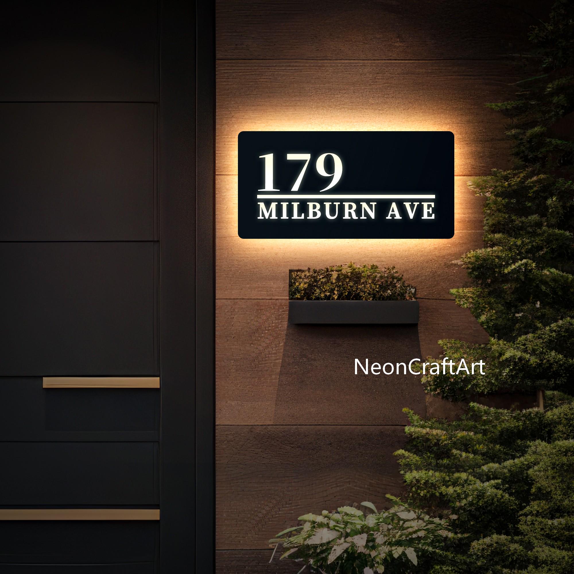 LED Backlit House Number, Light up House Numbers, Custom Illuminated ...