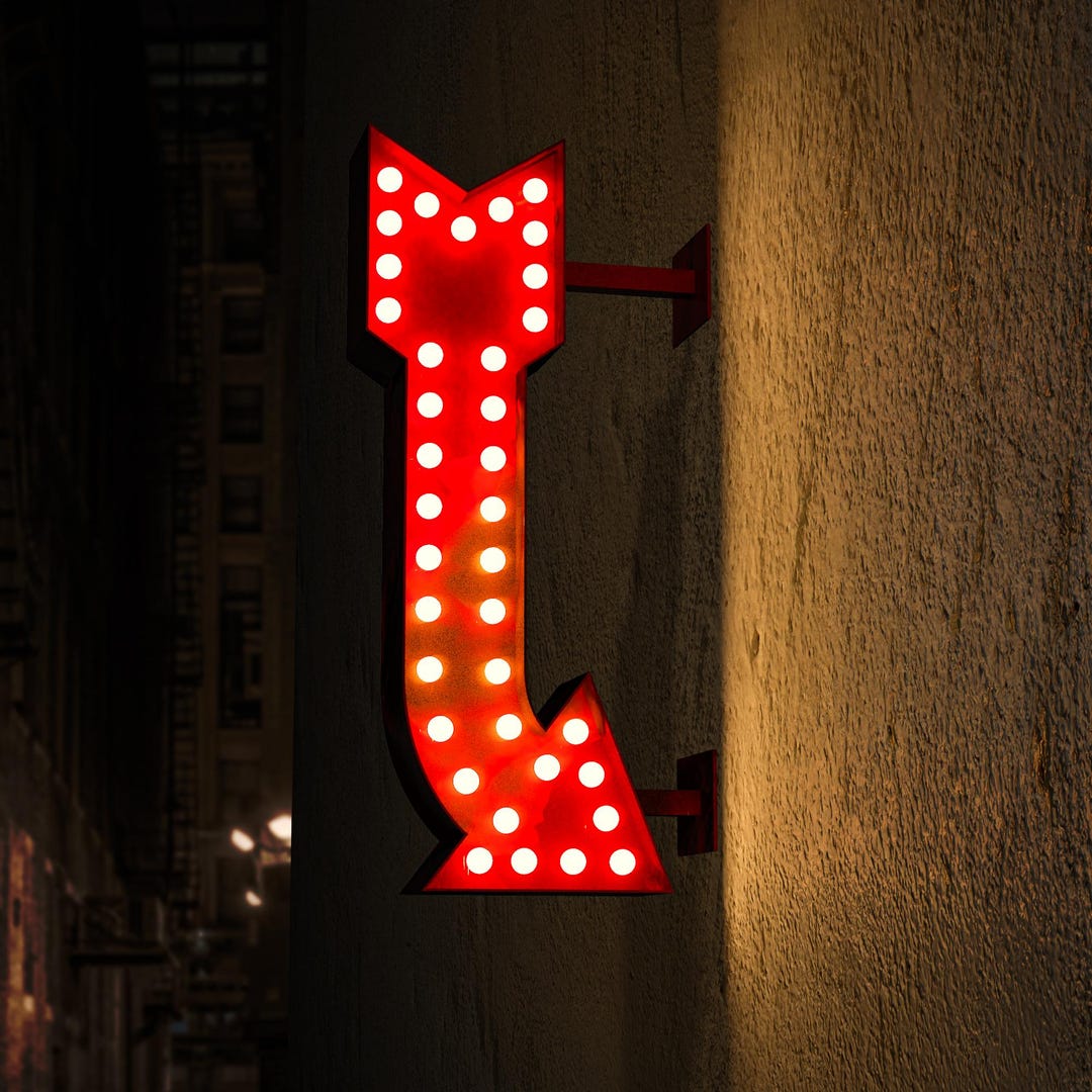 LED Light up Arrow Sign - Custom Metal Marquee Directional Sign ...