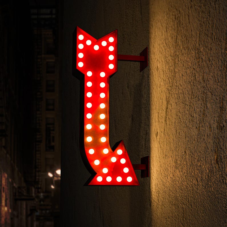LED Light up Arrow Sign - Custom Metal Marquee Directional Sign ...