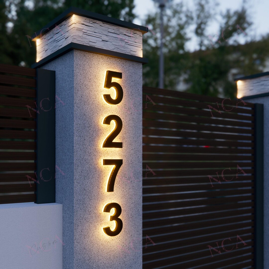 Custom Solar Powered LED Address Numbers - LED Driveway Numbers Sign ...