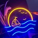 Sunset&sea Neon Sign, Seaside Scene LED Neon Signs, Handmade Neon Light ...