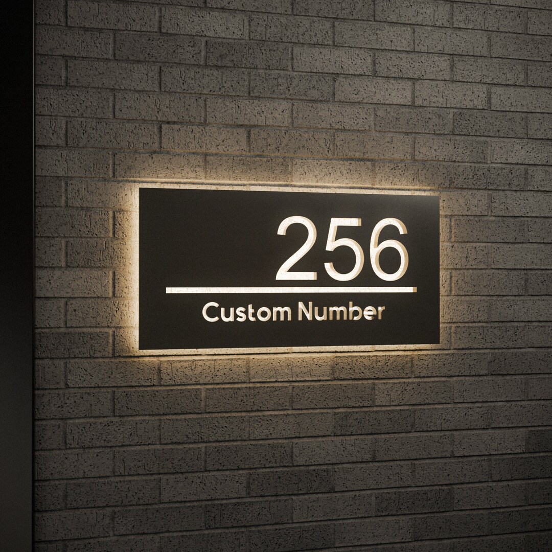 LED Backlit House Number, Light up House Numbers, Custom Illuminated ...