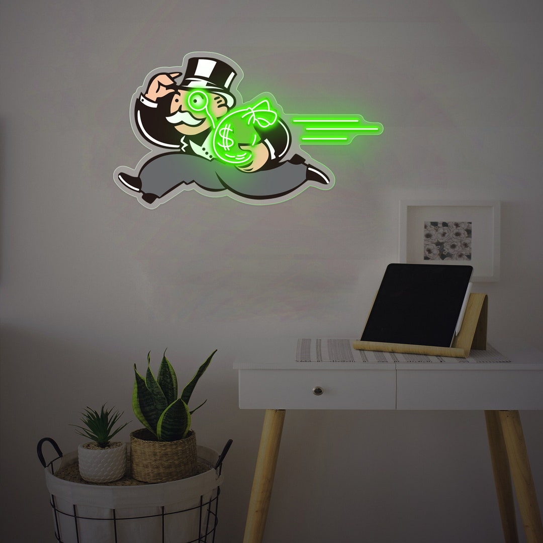 Monopoly Man Neon Sign Acrylic Art Sign, UV Print Acrylic Led Neon Sign ...