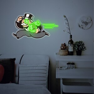 Monopoly Man Neon Sign Acrylic Art Sign, UV Print Acrylic Led Neon Sign ...