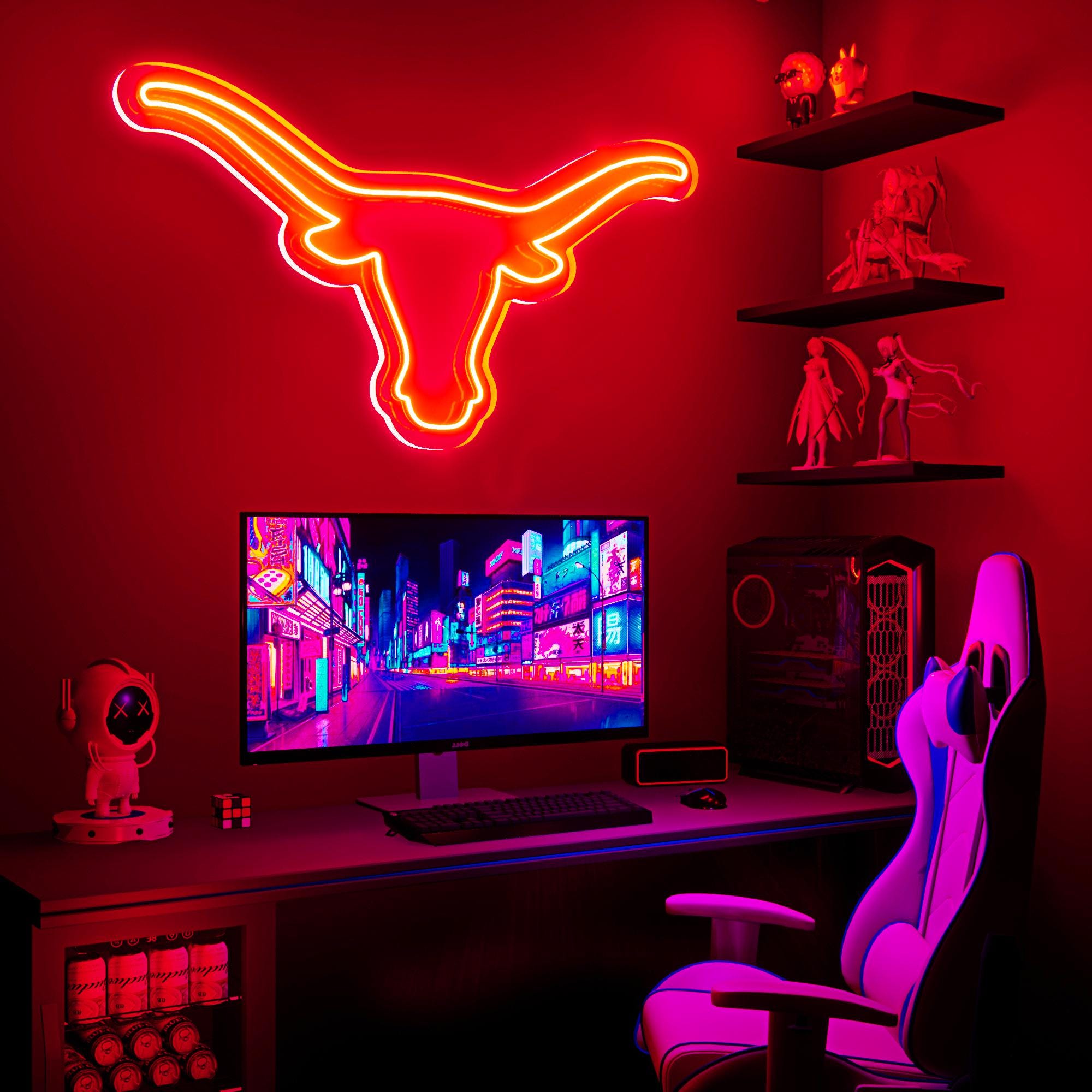 Longhorn Bull Neon Sign | Bull Head Led Neon | Bull Skull Sign | Custom ...