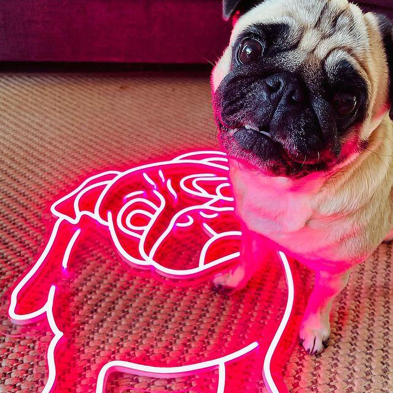The Pug Neon Sign,animal Neon Sign,led Neon Sign,cute Neon Sign,neon ...