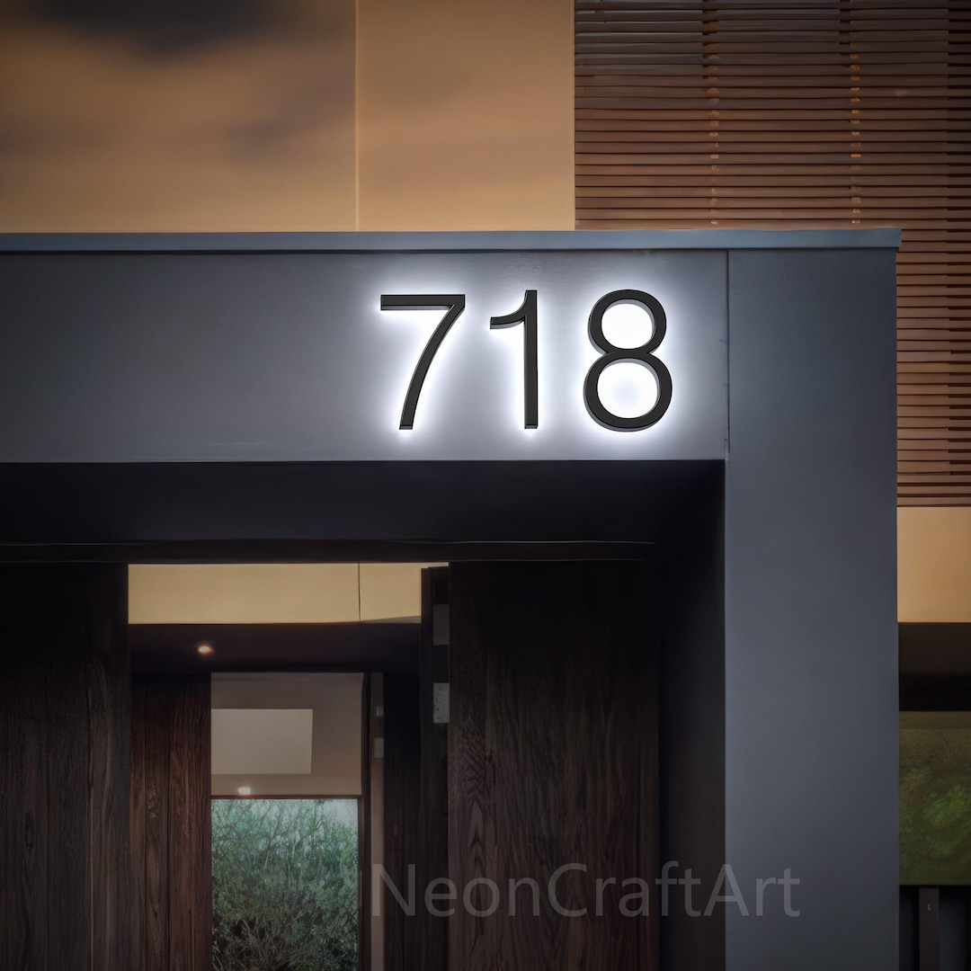 Illuminated House Numbers,light up House Numbers,modern Metal House ...