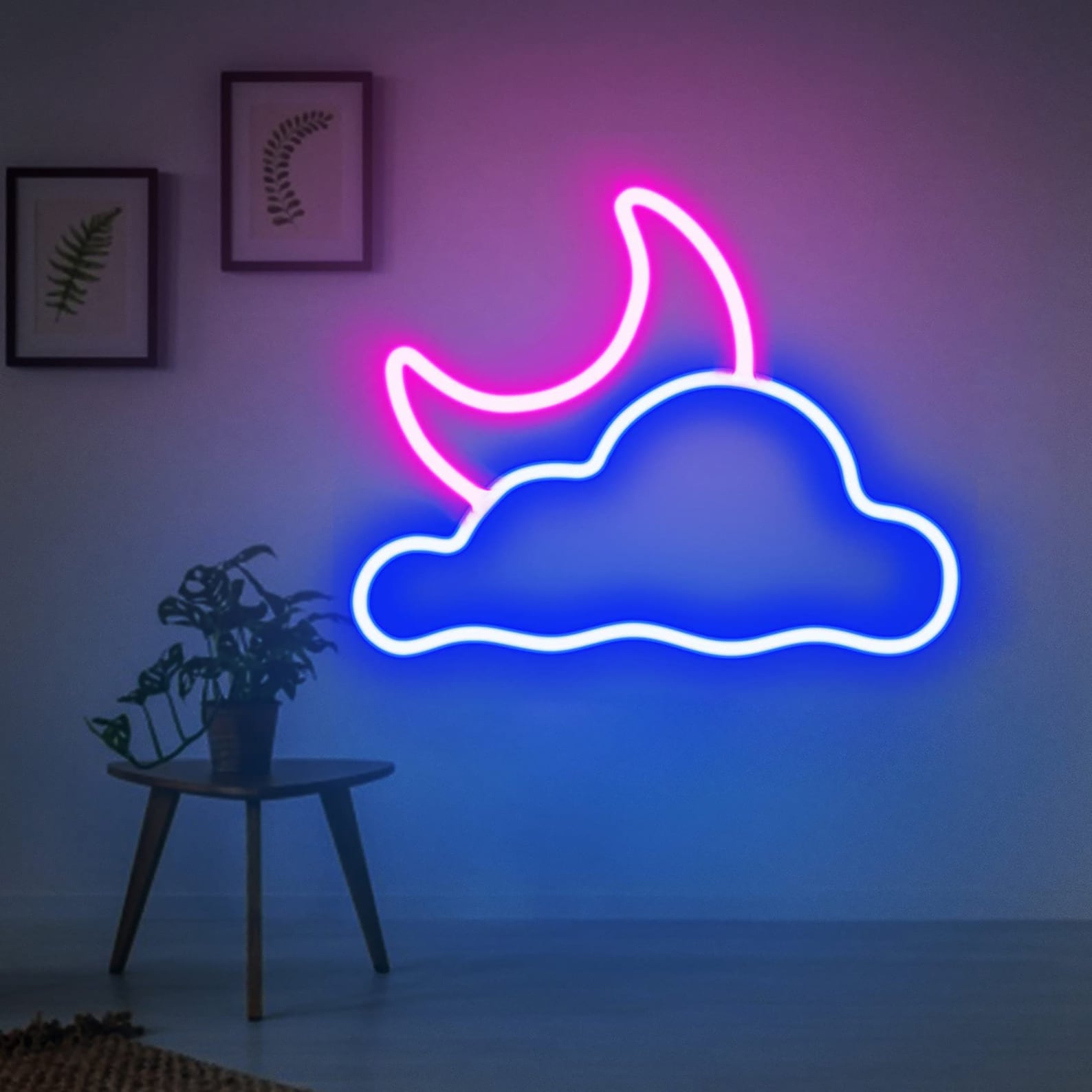 Cloud and Moon Neon Light Neon Lights Sign for Wall Decor Led - Etsy