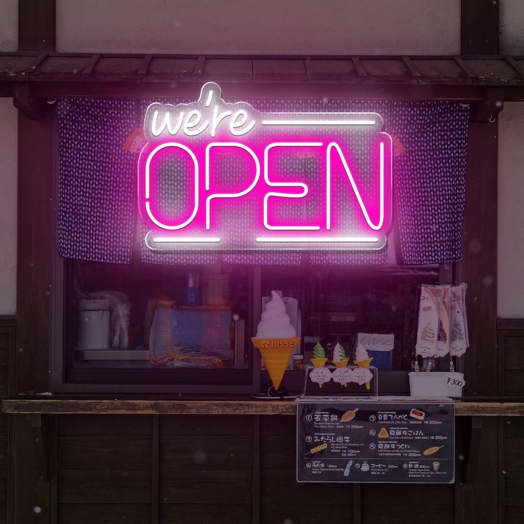 Open Neon Sign / We're Open LED Light / Open Sign for Business Neon ...