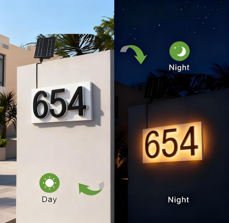 Outdoor House Numbers ,light up Address Sign, Custom Modern House ...
