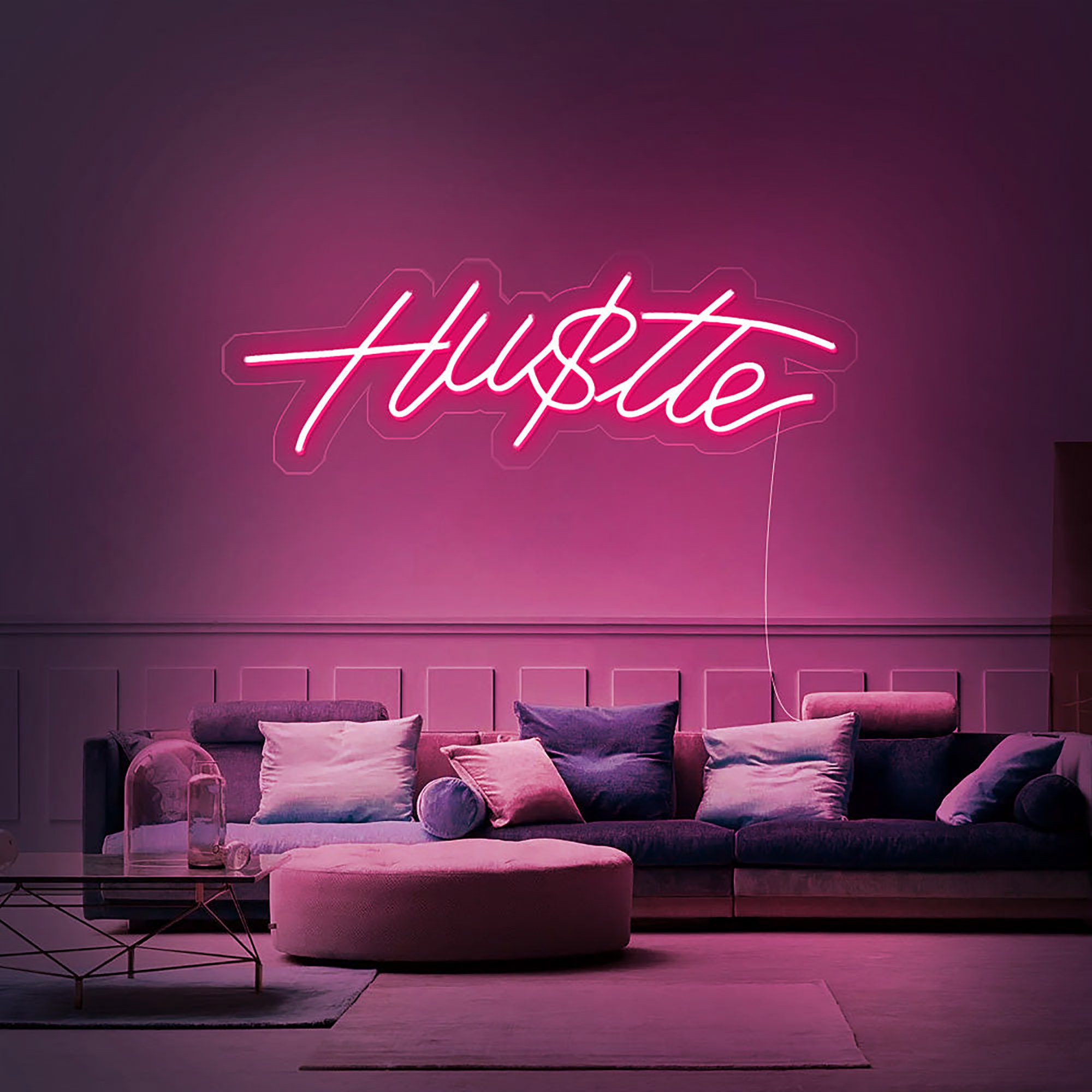 Wall Décor Hustle Neon Sign Flex Led Neon Light Sign Led Logo Custom ...