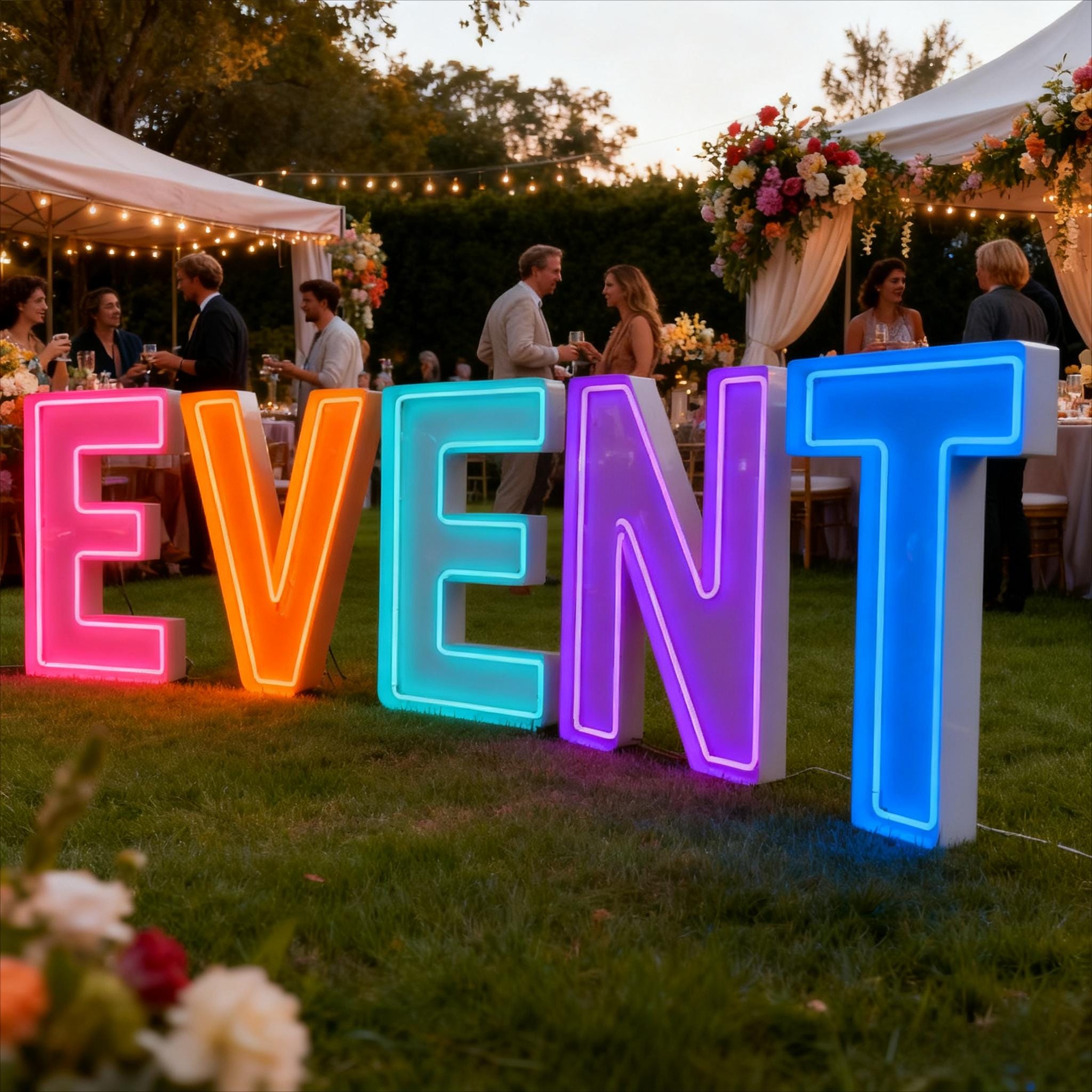 Custom Neon Glowing Letters - Marquee Party Event Sign Custom Decor ...