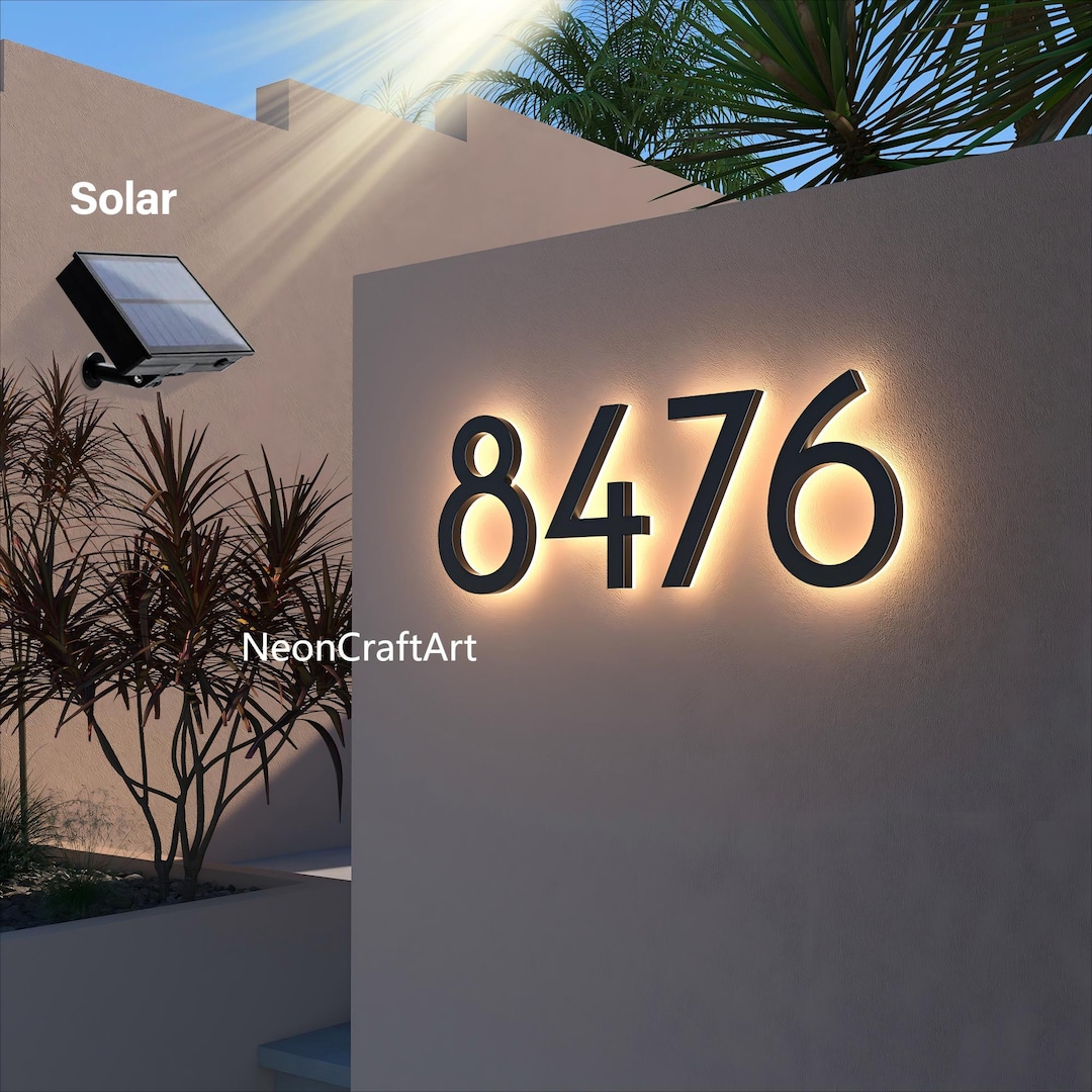 Personalized Solar House Number-light up Address Plaque for Outdoor-led ...