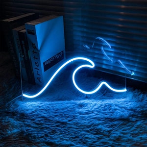 Wave Neon Sign, Wave Wall Art, Handmade LED Neon Sign, Wave Neon Light ...