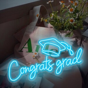 Congrats Grad Neon Sign, Graduation Party Decor, Custom LED Light ...