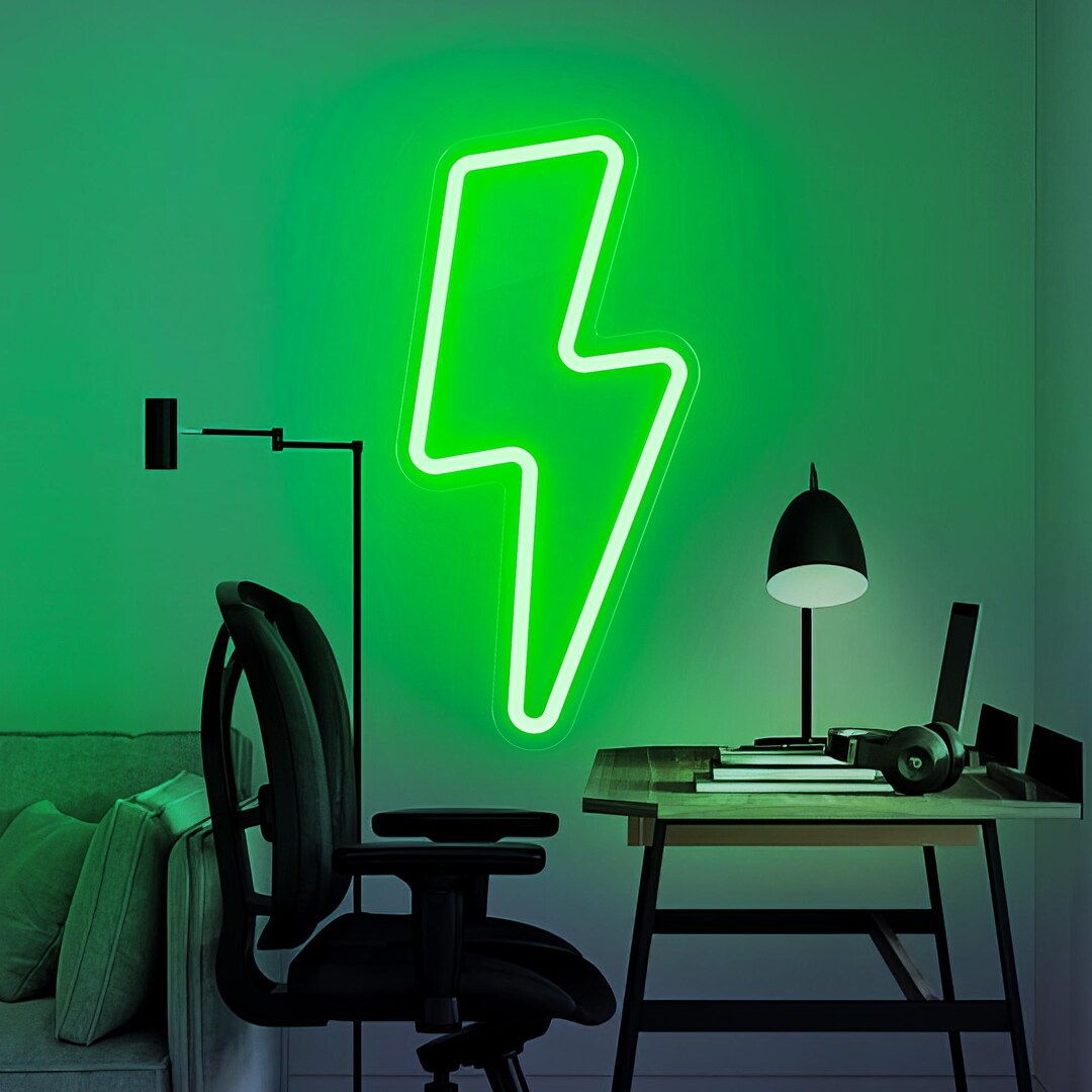 Lightning Strike Neon Sign | Lightning Neon Light | Neon Light Bedroom ...
