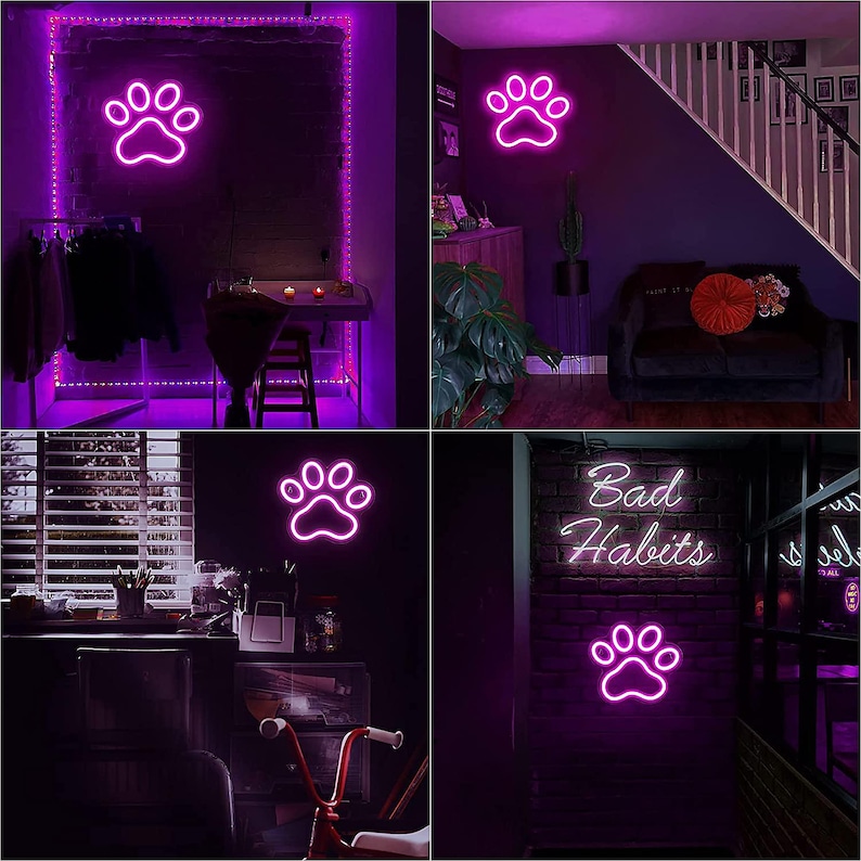 Paw Print Neon Sign for Wall Decor for Bar Cafes Birthday - Etsy