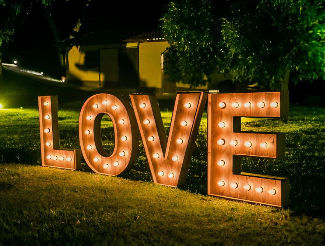 LOVE Marquee Lights Wedding Decor | Personalized Word Light | Metal ...