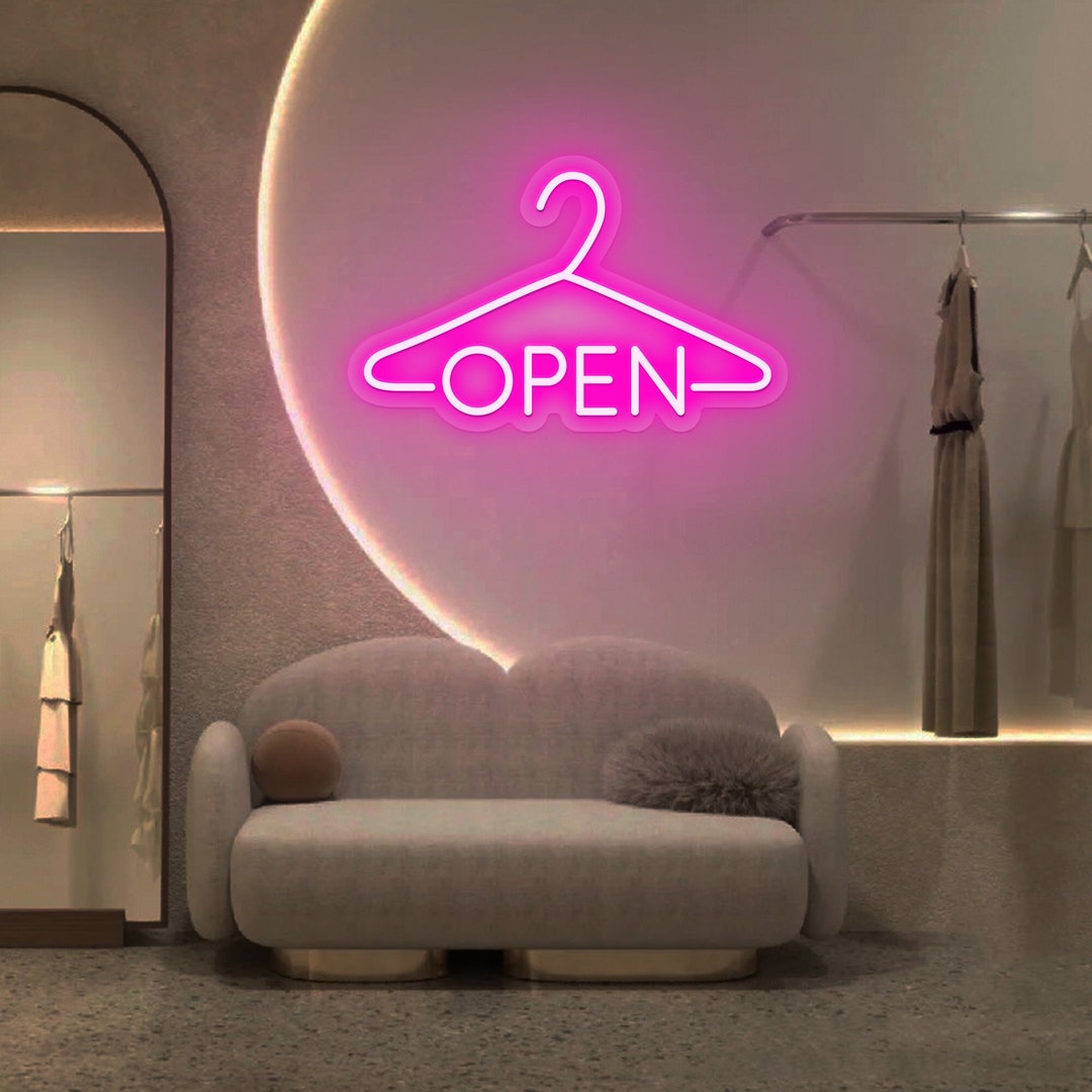 Hanger Open Neon Sign, Neon Sign Hanger, Showroom With LED Open Sign ...