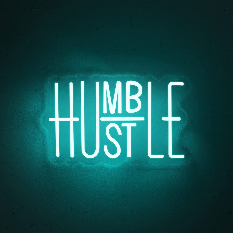 Hustle Neon Sign for Wall Decor, LED Neon Lights for Office Room, Gym ...