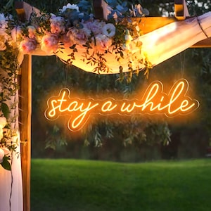Stay a While Neon Sign, Custom Neon Sign, Neon Sign Bar, Personalized ...