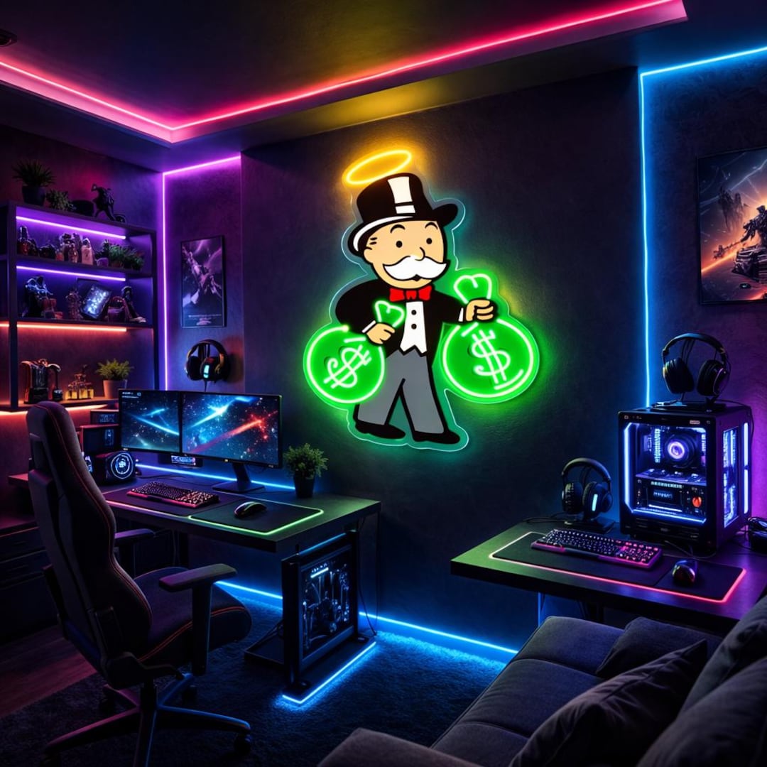 Monopoly Cash Neon Sign – UV Printed Acrylic LED Neon Wall Art With ...