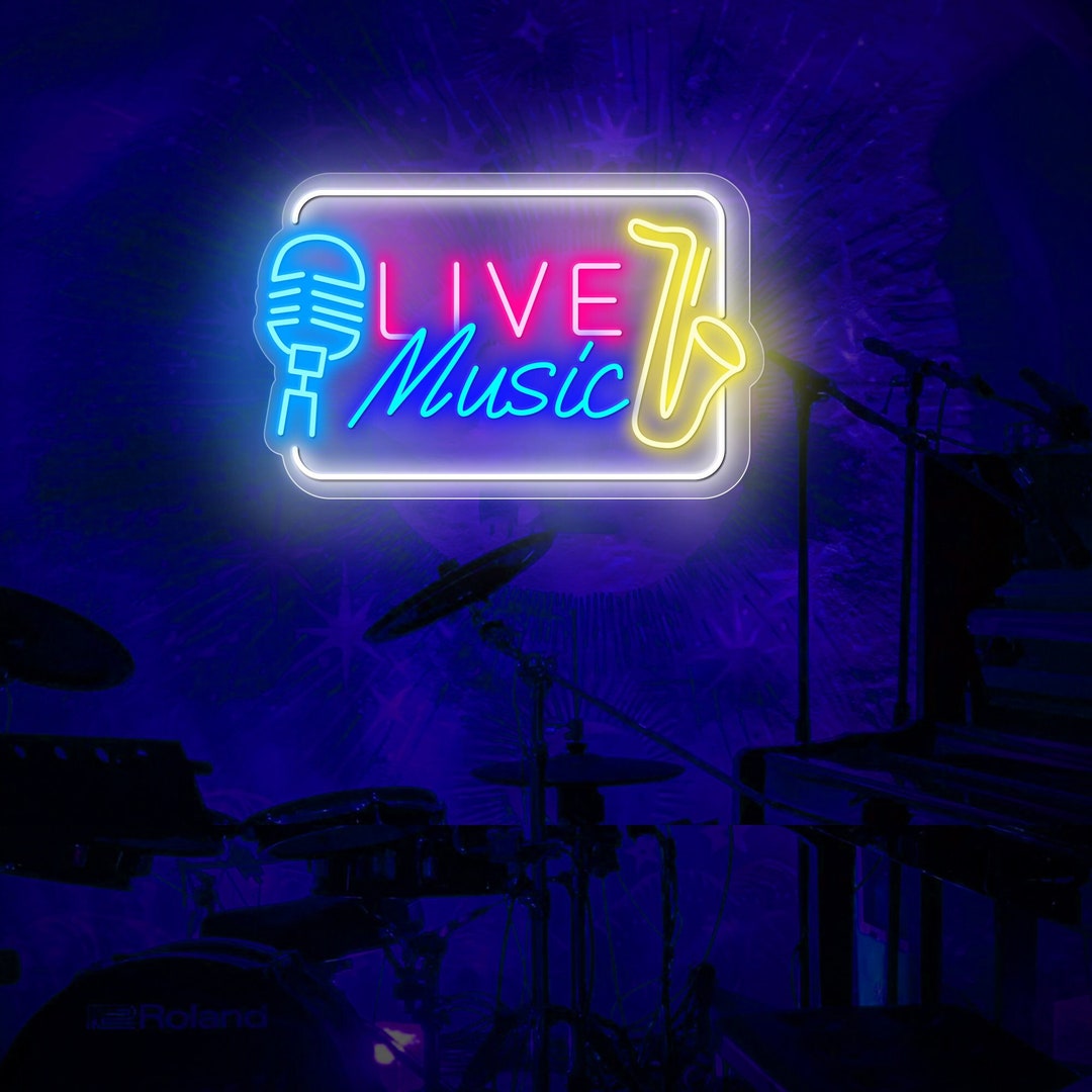 LIVE Music Neon Sign, Custom Neon Light, Neon Bar Sign, Live Show Party ...