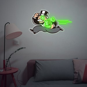 Monopoly Man Neon Sign Acrylic Art Sign, UV Print Acrylic Led Neon Sign ...