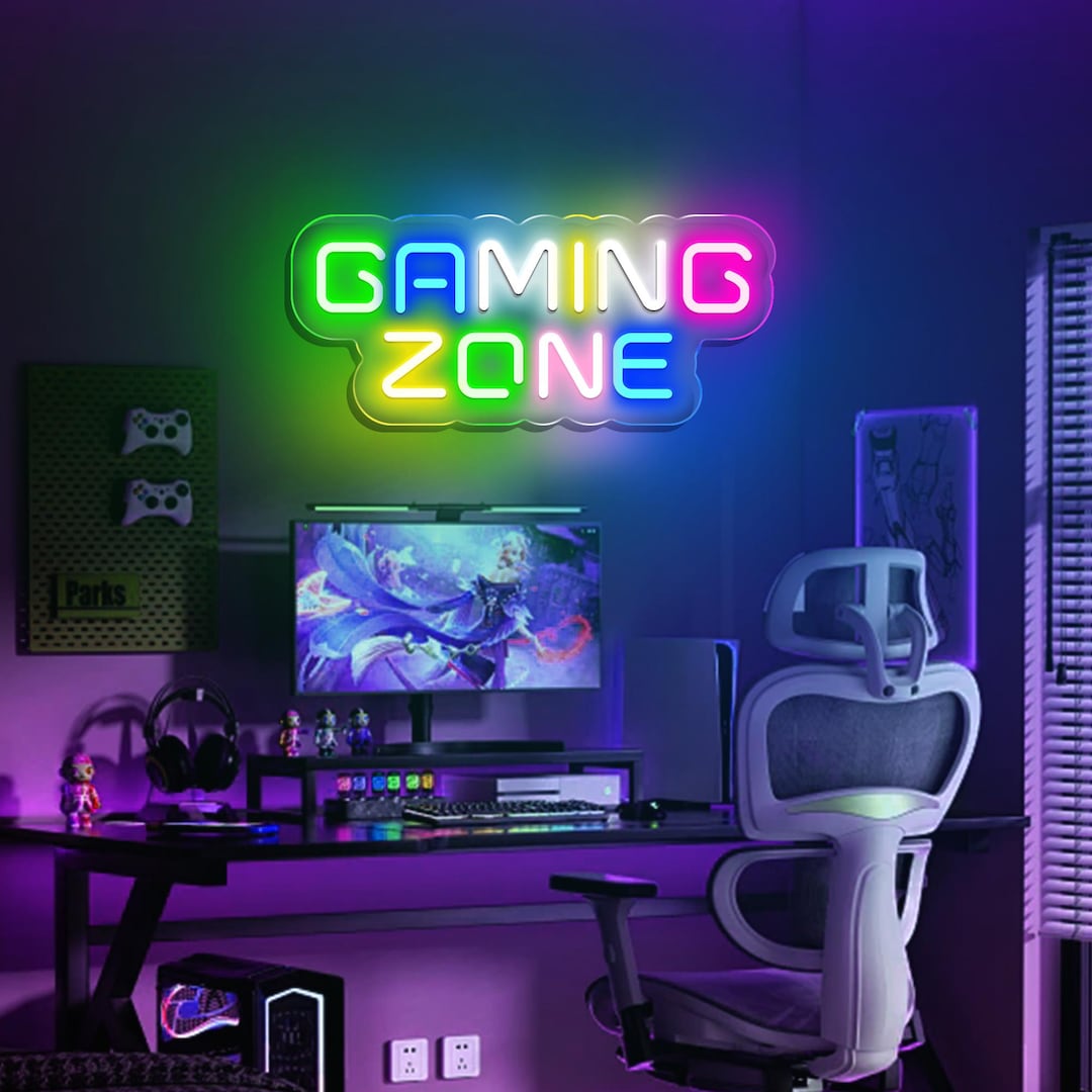 Gaming Zone Multicolor Neon Sign, Custom Gaming Room LED Neon Light ...