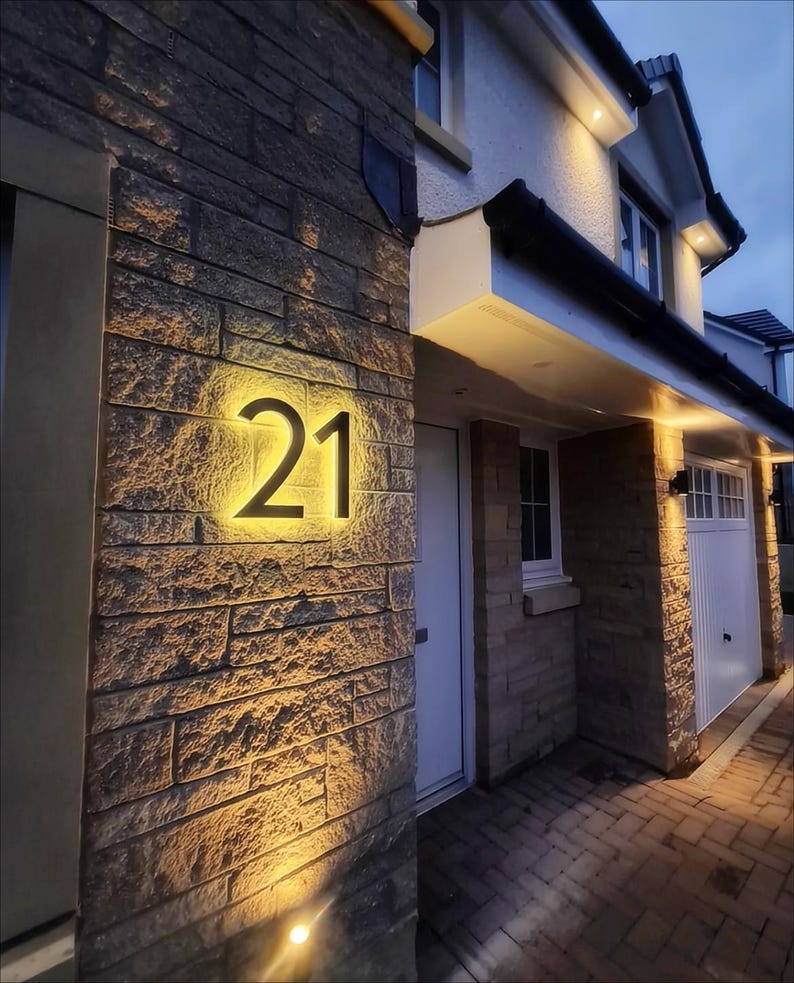 LED Metal House Number Sign | Custom LED Address Number Sign | Metal ...