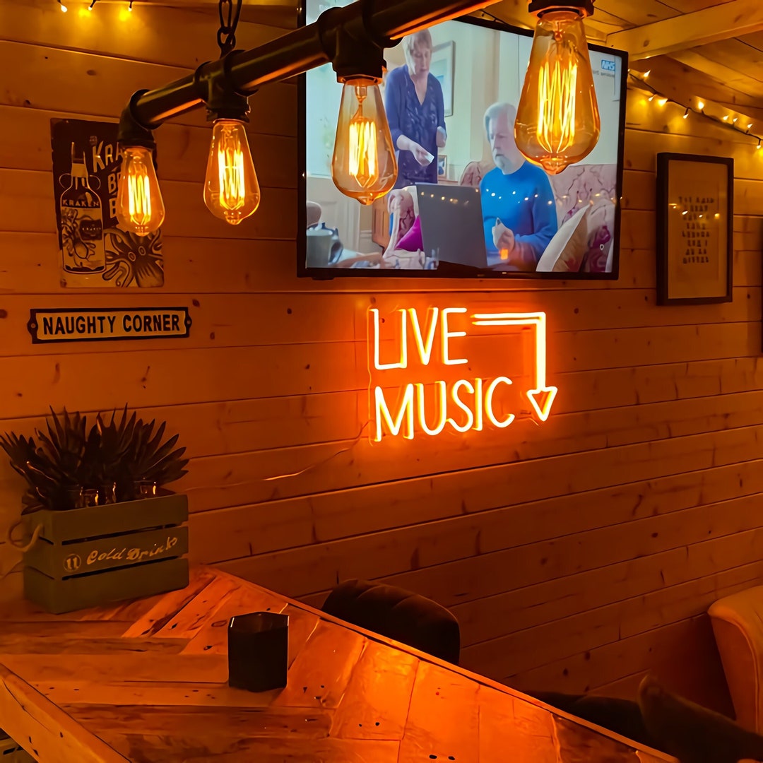 LIVE MUSIC Neon Sign,live Music Led Sign,music Studio Decor,retro Home ...