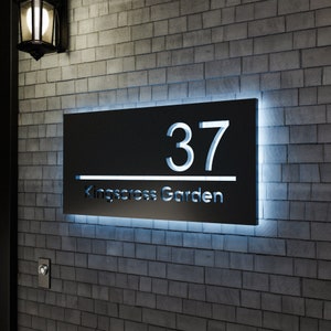 LED Backlit House Number, Light up House Numbers, Custom Illuminated ...