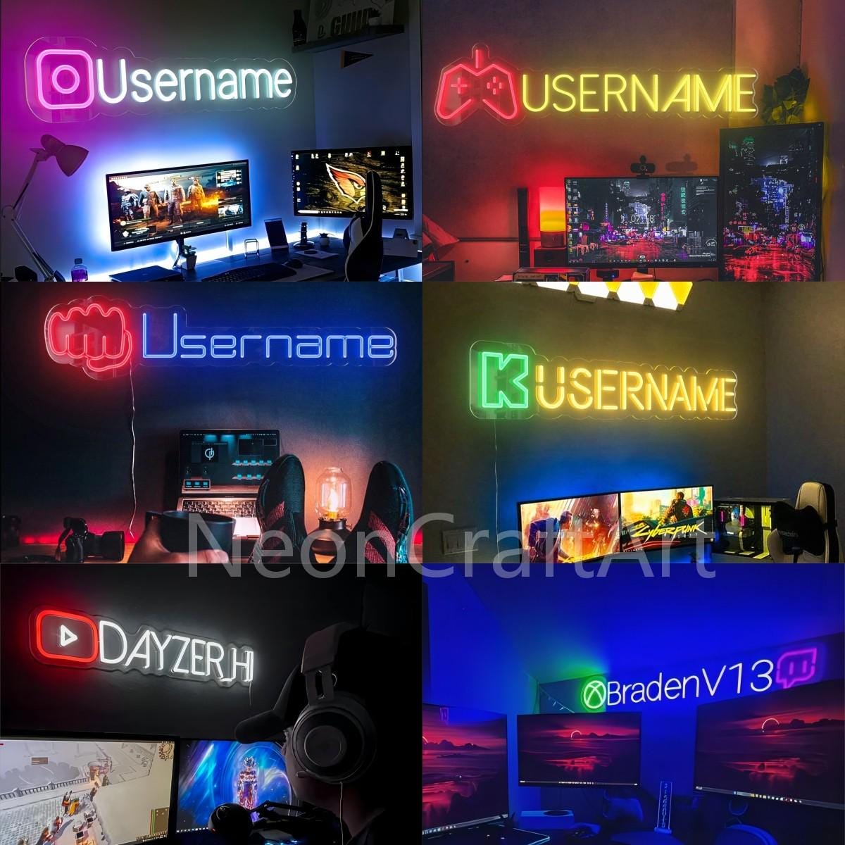 Custom Twitch Username Led Neon Sign | Custom Gamer Tag Neon Led Sign ...