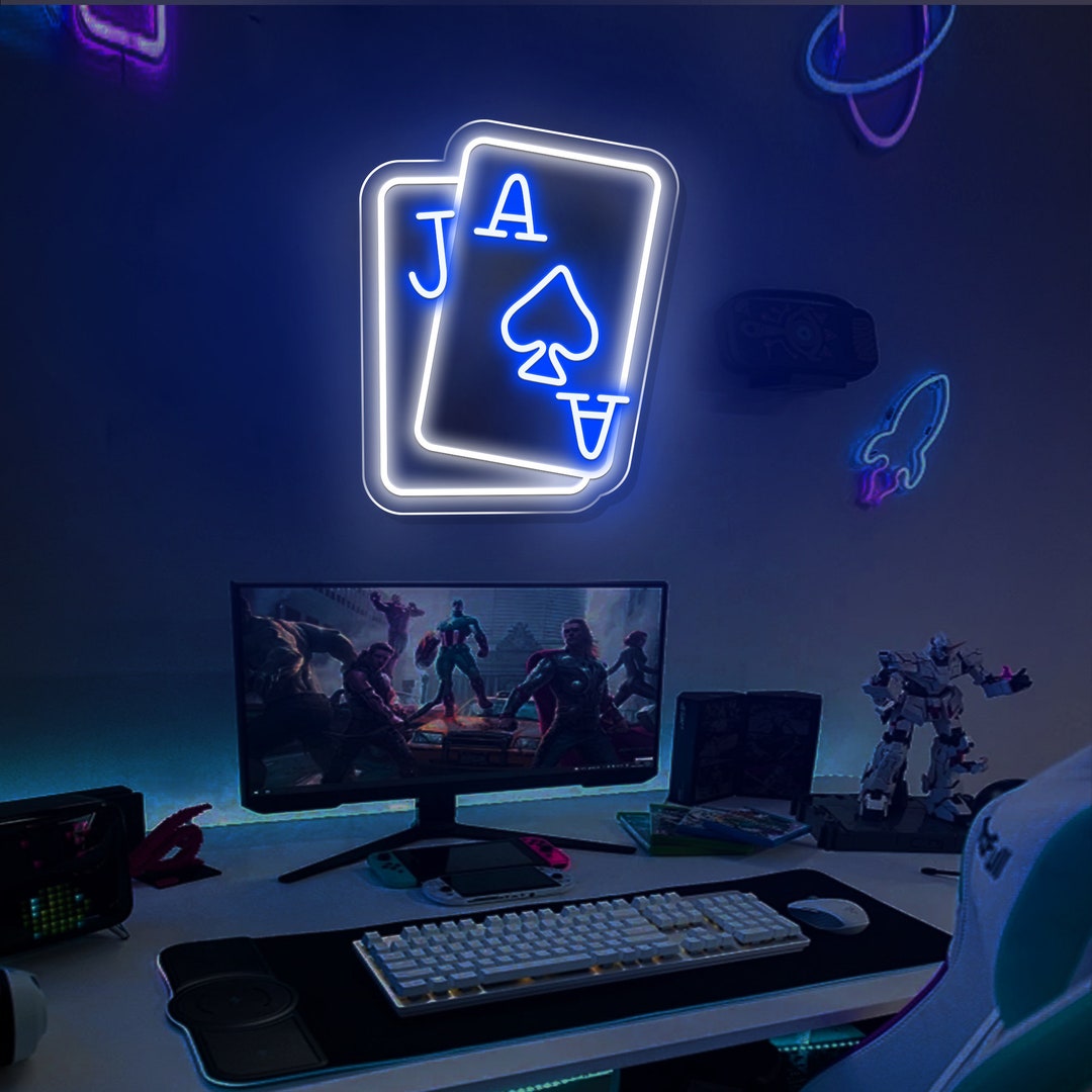 Playing Cards Neon Signs for Wall Decor Poker Teens Led Neon, Light ...