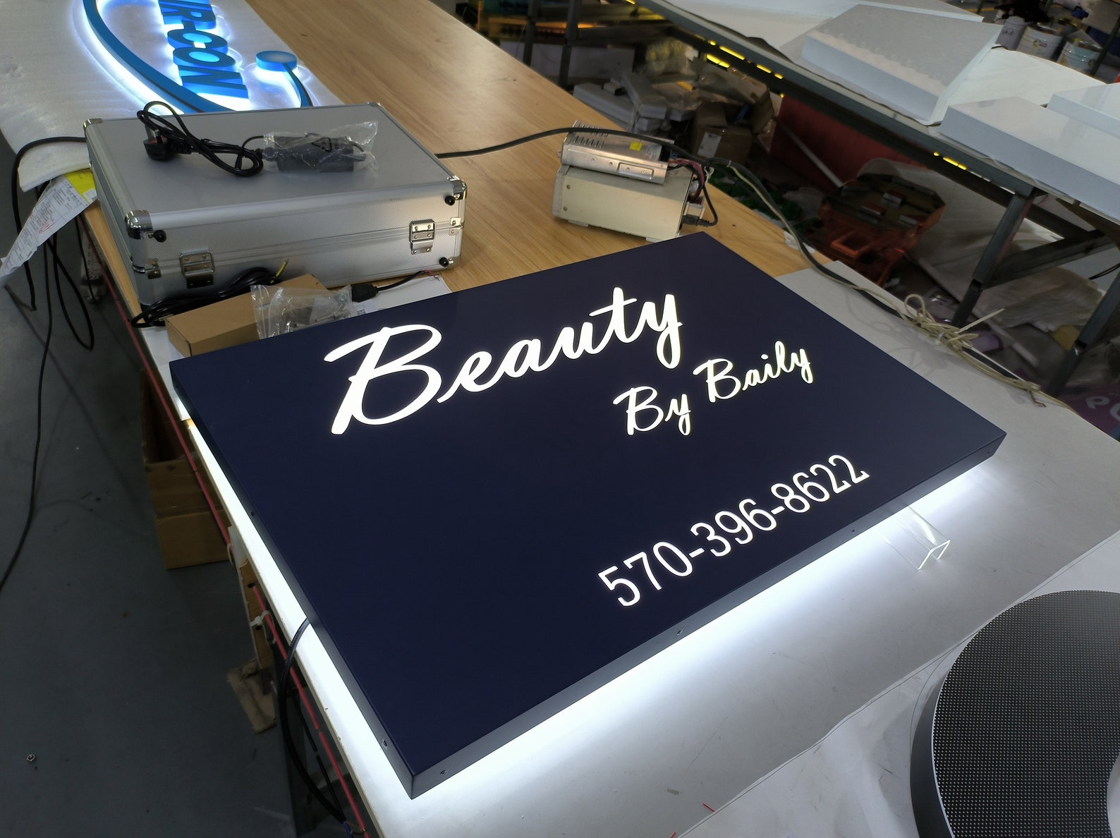 Custom Light Box Logo Sign, Handcrafted Business Name Plaque, LED ...