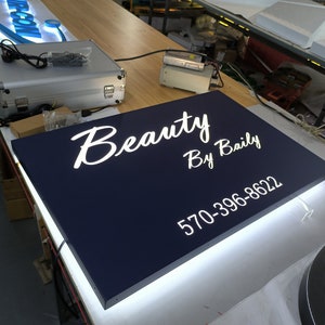 Custom Light Box Logo Sign, Handcrafted Business Name Plaque, LED ...