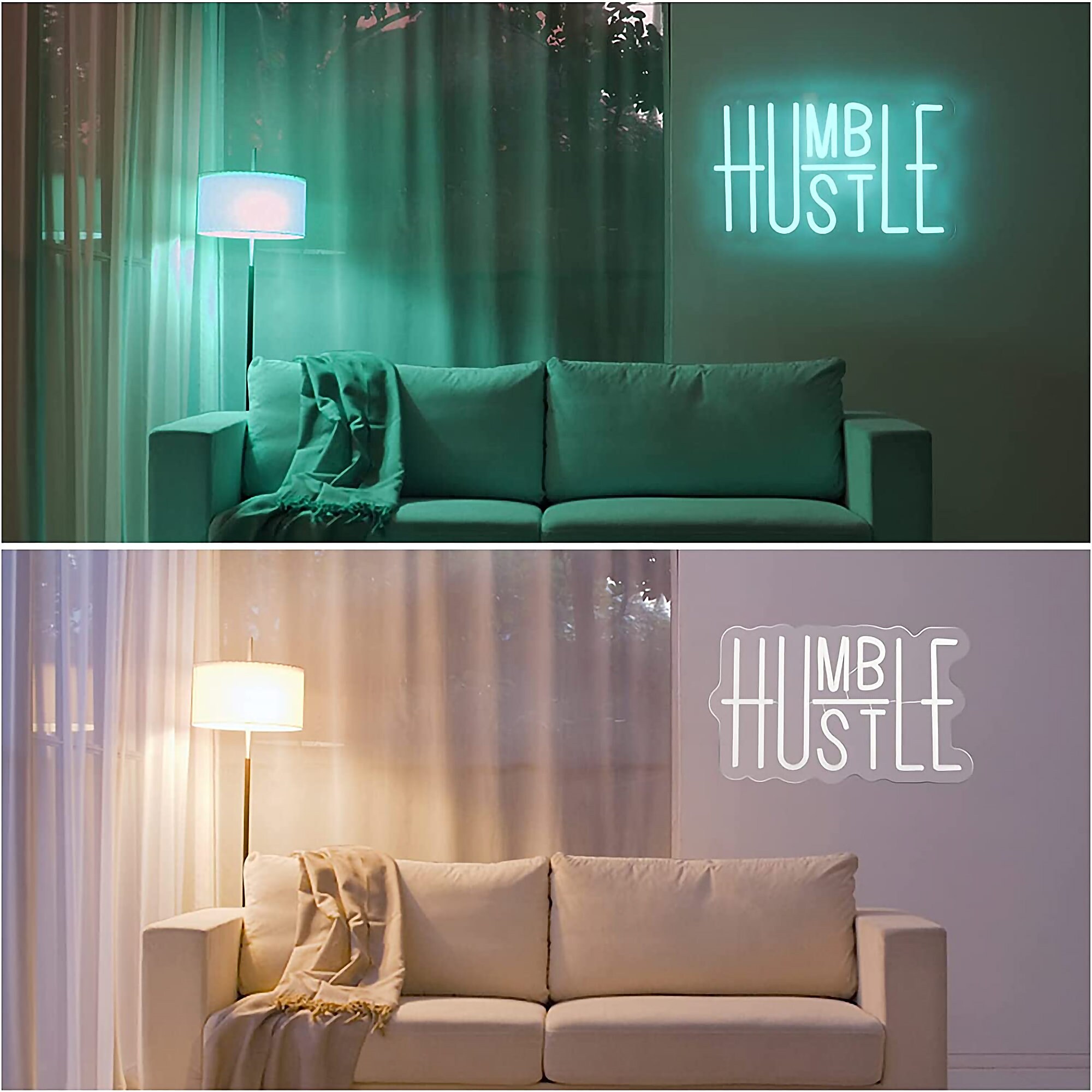 Hustle Neon Sign for Wall Decor, LED Neon Lights for Office Room, Gym ...