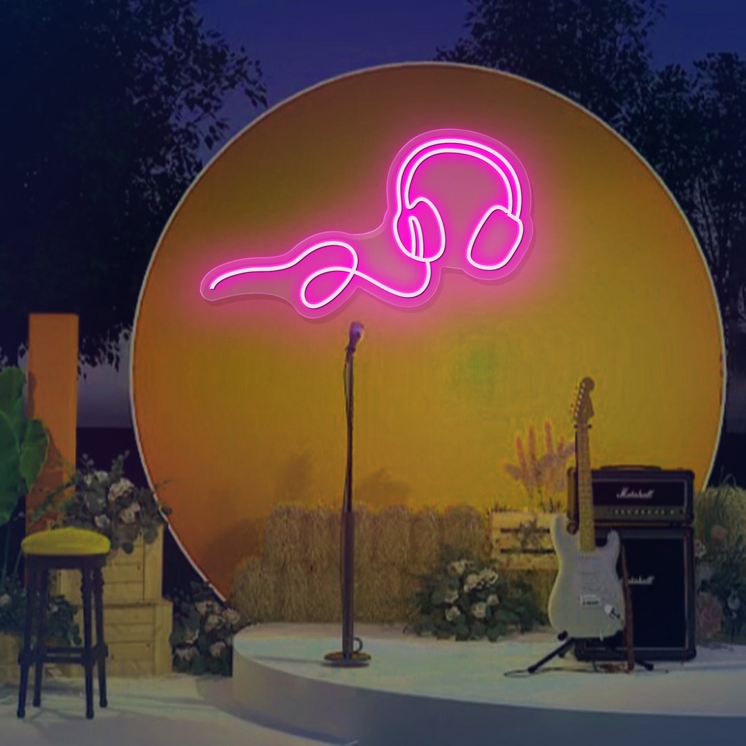 Headphone Neon Sign, Music Wall Decor, Music Neon Sign, Custom Neon ...