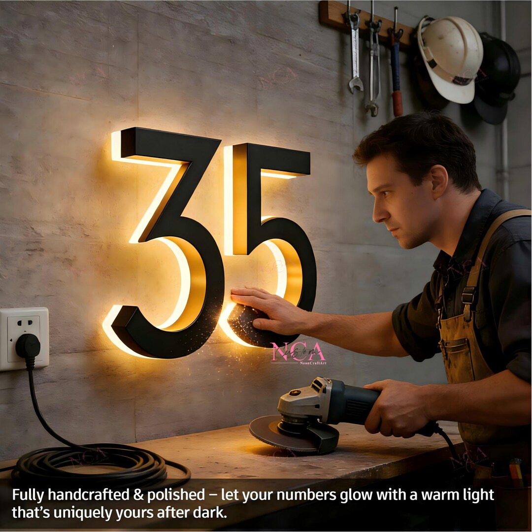 Custom Solar Powered House Numbers - Modern Glowing Address Sign ...
