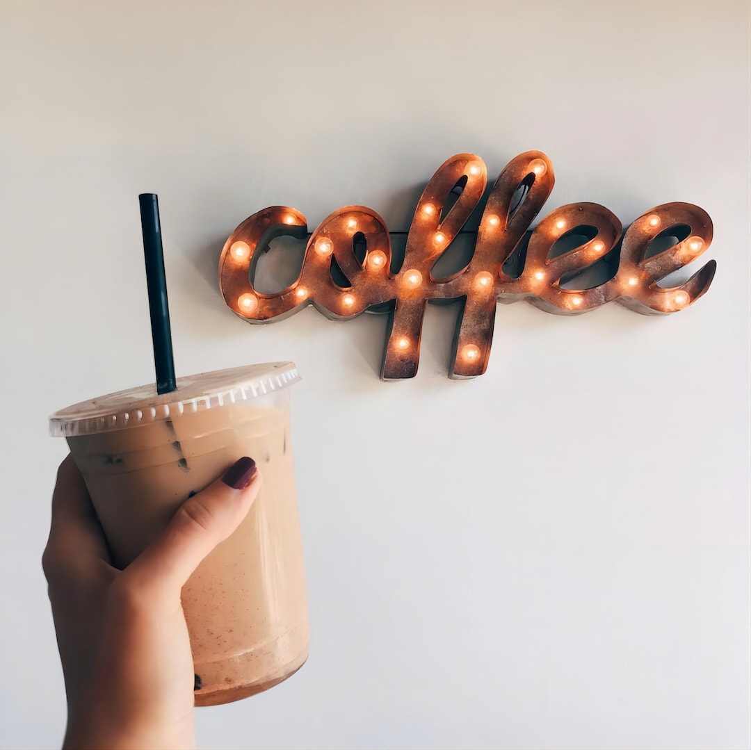 Custom BAR Coffee Light up Sign,coffee Metal Marquee Letters Light up ...