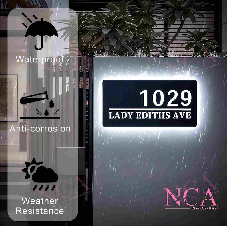 House Number Address Sign,led Number Box,personalized Address Plaque ...
