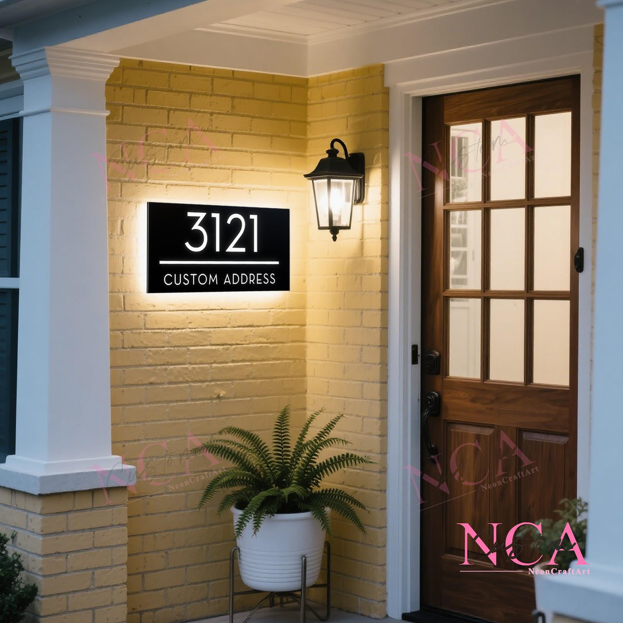 LED Backlit House Number, Light up House Numbers, Custom Illuminated ...