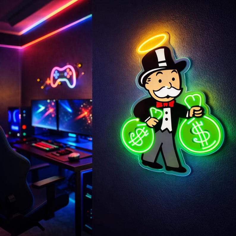 Monopoly Cash Neon Sign – UV Printed Acrylic LED Neon Wall Art With ...