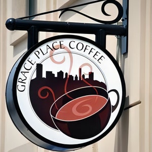 Custom Double Sided Shop Sign, Circle Custom Sign, Wall Hanging Sign ...