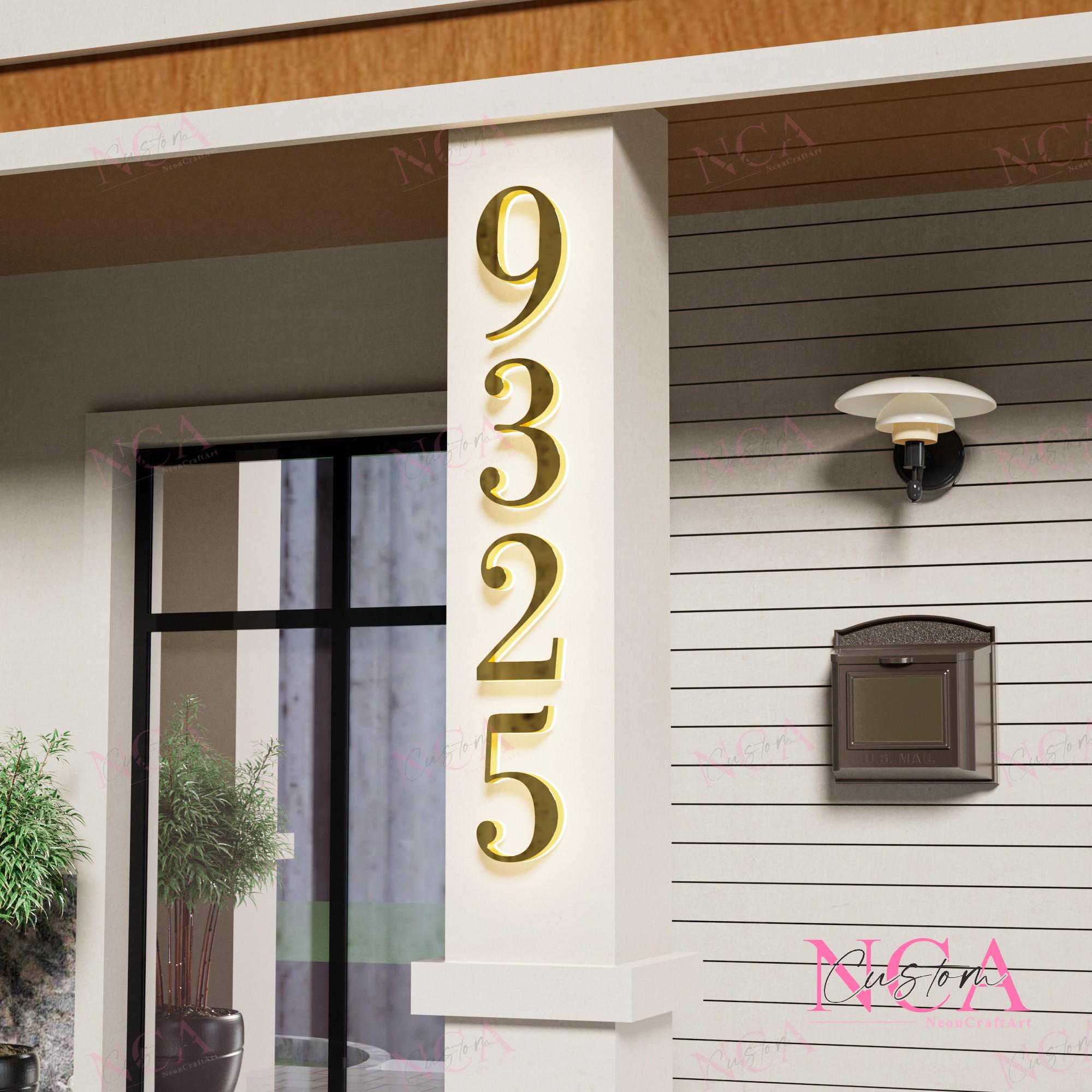 Solar House Number - Light up Address Plaque for Outdoor - Personalized ...