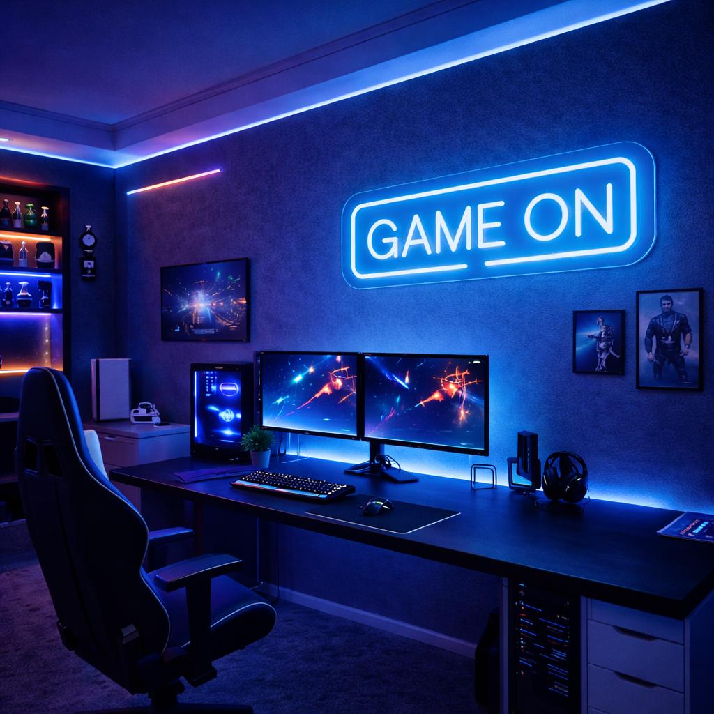 Game on LED Neon Sign – Handmade Custom Neon Light for Game Room Decor ...