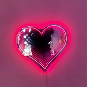 Custom Heart Infinity Mirror Neon Sign Heart Neon Sign Neon Sign Wall ...