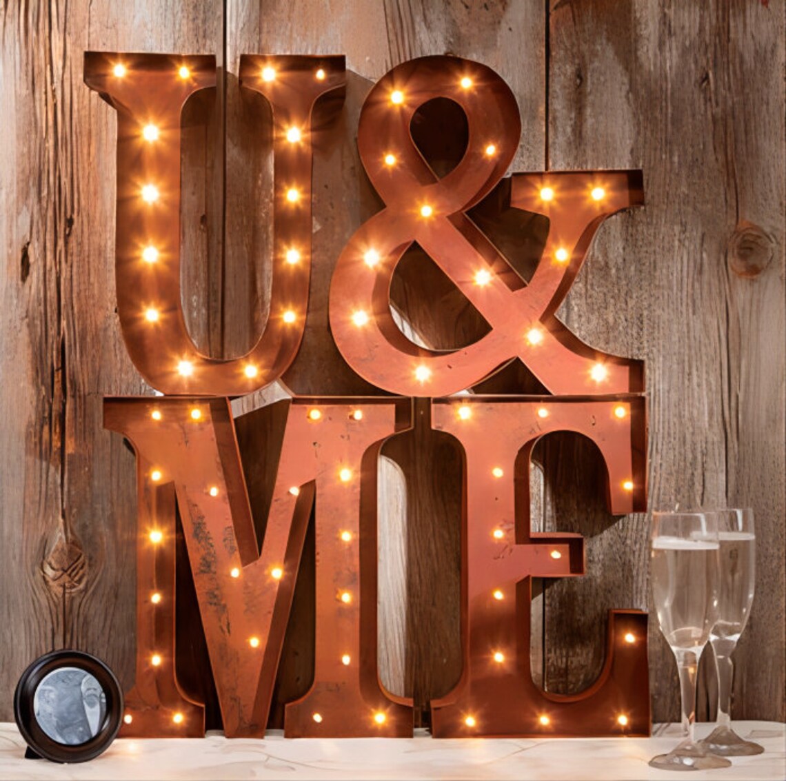 Wedding Love Sign Letter,custom Rust Bronze Metal Light up Marquee ...